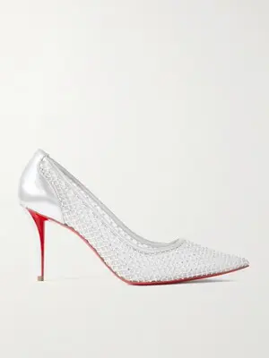 CHRISTIAN LOUBOUTIN Apostropha 80 Embellished Mesh Pumps - Silver