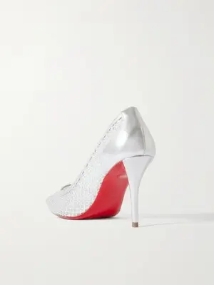 CHRISTIAN LOUBOUTIN Apostropha 80 Embellished Mesh Pumps - Silver