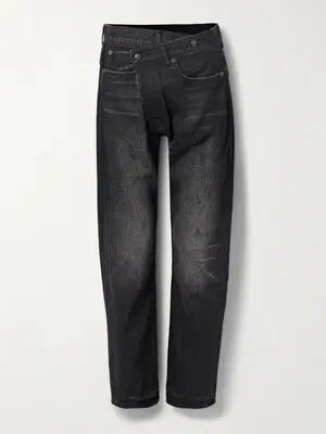 R13 Crossover Asymmetric Distressed Boyfriend Jeans