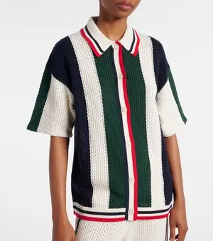 The Upside Reverie Chino Striped Open-knit Cotton Shirt