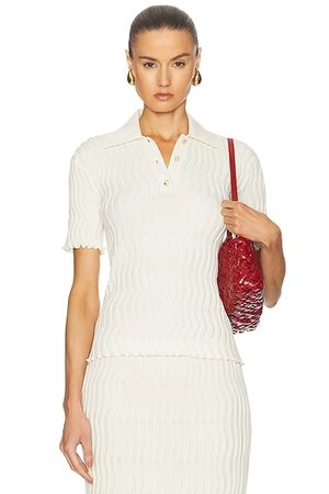 Bottega Veneta Rib Knit Polo Top