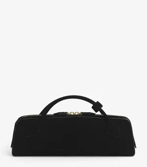 Alaïa Le Teckel Suede Top-handle Bag - Black