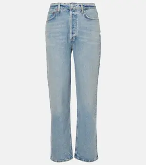 AGOLDE 90s Pinch Waist Crop High-rise Straight Jeans In Ripple - Blue