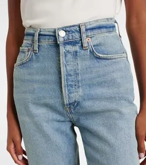 AGOLDE 90s Pinch Waist Crop High-rise Straight Jeans In Ripple - Blue