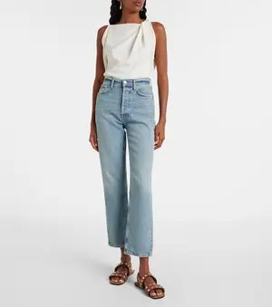 AGOLDE 90s Pinch Waist Crop High-rise Straight Jeans In Ripple - Blue