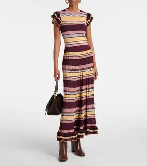 Ulla Johnson Seraphine Striped Pleated Midi Skirt - Multicoloured