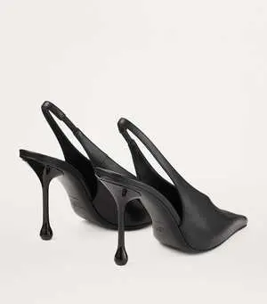 JIMMY CHOO Isa 95 Leather Slingback Pumps - Black