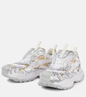 Versace Mercury Leather-trimmed Lace-up Sneakers - Silver