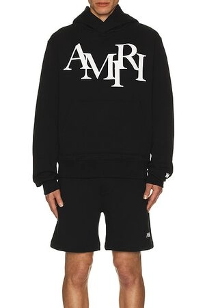 Amiri Staggered Logo Hoodie - Black