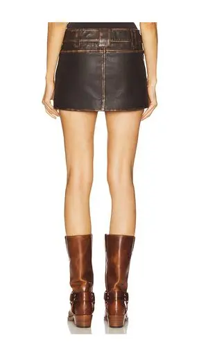 GRLFRND Patch Pocket Leather Mini Skirt