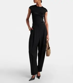 Tove Paola Twist-detail Jersey Top In Ivory Glow - Black