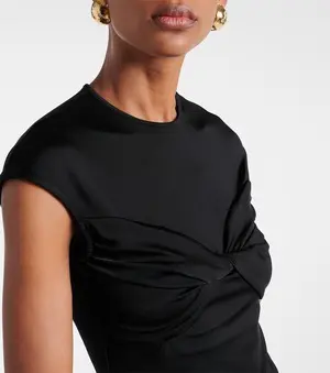 Tove Paola Twist-detail Jersey Top In Ivory Glow - Black