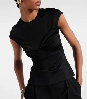 Tove Paola Twist-detail Jersey Top In Ivory Glow - Black
