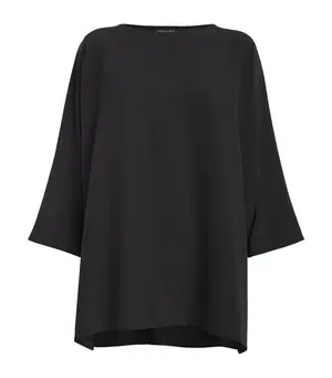 Eskandar Silk Boat-neck Top - Black