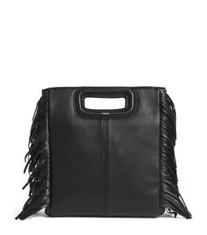 Maje Leather Bag With Fringe Trim - Black