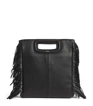 Maje Leather Bag With Fringe Trim - Black