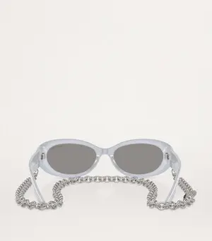 Tiffany & Co. Oval Sunglasses With Chain Detail - Silver