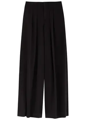 Alice + Olivia Eloise Wide-leg Satin Trousers - Black
