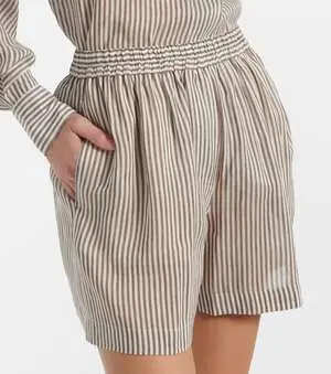 Brunello Cucinelli Linen And Silk Striped Bermuda Shorts