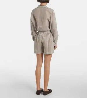 Brunello Cucinelli Linen And Silk Striped Bermuda Shorts