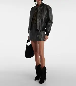 MARANT ETOILE Crisley Faux Leather Bomber Jacket