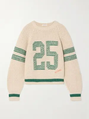 MOTHER The Fisherman Concert Embroidered Alpaca-blend Sweater - Neutrals