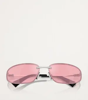 Miu Miu Metal Mua50s Frameless Sunglasses - Silver