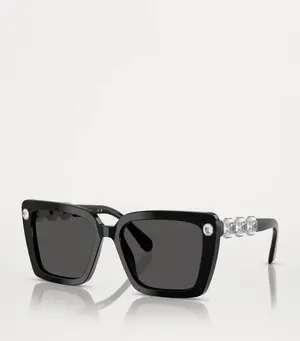 SWAROVSKI Acetate Cat Eye Sunglasses - Black