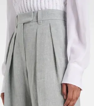 Brunello Cucinelli Linen-blend Wide-leg Trousers