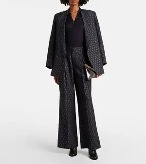Etro Printed Wool And Cotton Polo Sweater - Blue