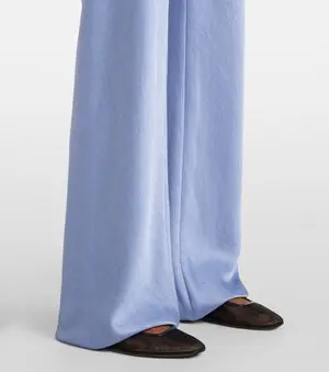 Vince High-rise Satin Wide-leg Trousers - Blue