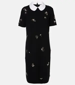 Tory Burch Embellished Wool-blend Midi Dress