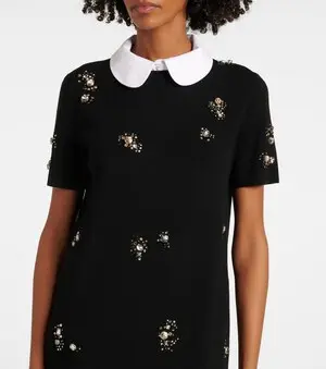 Tory Burch Embellished Wool-blend Midi Dress
