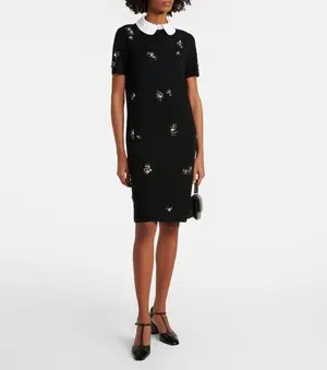 Tory Burch Embellished Wool-blend Midi Dress