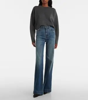 7 For All Mankind High-rise Flared Jeans In Groovy Wash