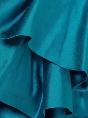 RASARIO One-shoulder Ruffled Shantung And Crepe Mini Dress