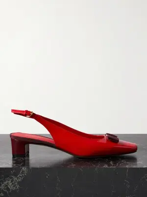 FERRAGAMO Rivada Patent Leather Slingback Pumps - Red