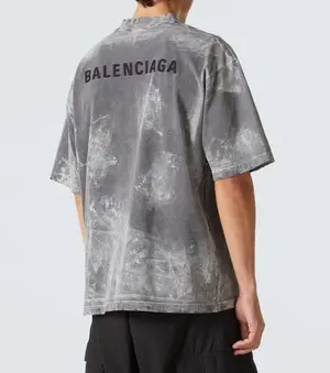 Balenciaga Distressed Cotton-blend Jersey T-shirt