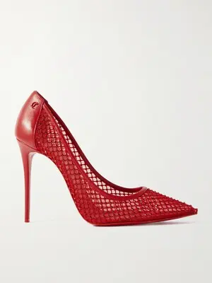 CHRISTIAN LOUBOUTIN Sporty Kate 100 Crystal-embellished Mesh Pumps - Red