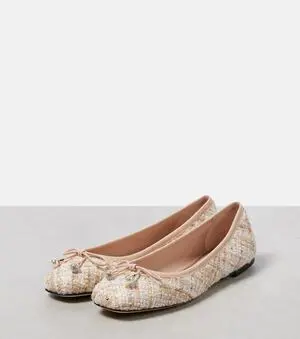 JIMMY CHOO Elme Tweed Ballet Flats - Neutrals