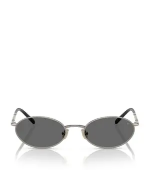 Brunello Cucinelli Oval Frame Sunglasses - Silver