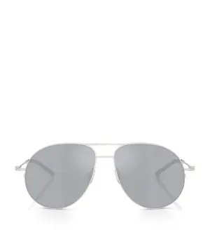 Moncler Steel Aviator Sunglasses - Silver