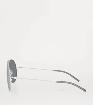 Moncler Steel Aviator Sunglasses - Silver