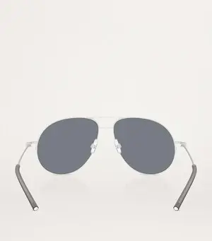 Moncler Steel Aviator Sunglasses - Silver