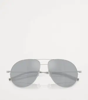 Moncler Steel Aviator Sunglasses - Silver