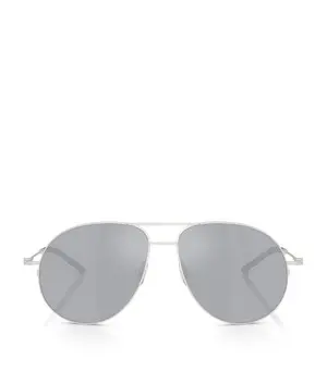 Moncler Steel Aviator Sunglasses - Silver