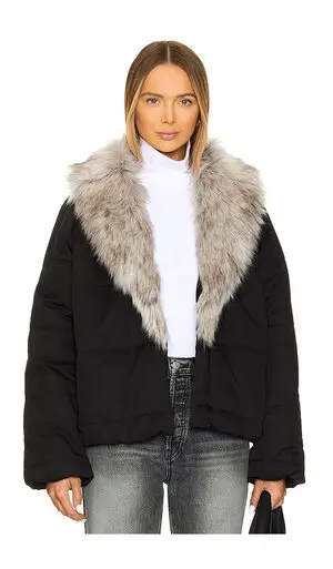 LOVERS AND FRIENDS Rosalia Padded Jacket With Faux Fur Trim - Black