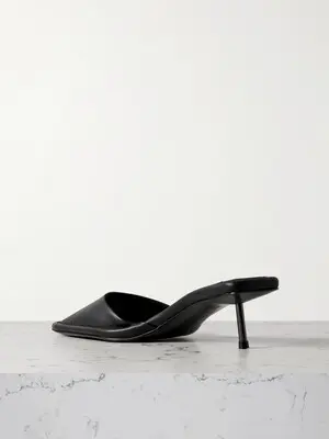 ST. AGNI Leather Mules With Kitten Heels