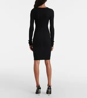 Versace Safety Pin Ribbed-knit Mini Dress