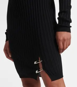 Versace Safety Pin Ribbed-knit Mini Dress